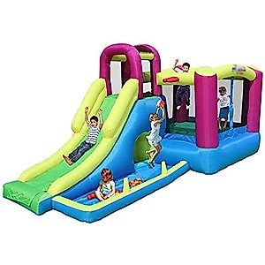 Multifunctional Trampoline/Children Slide/Inflatable Castle and Slide,/Outdoor Playground/Home Square Trampoline/Best Gift for Children Color 230 485 223Cm