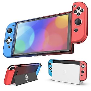 Nyko | Dockable, thin OLED Protective Hard Portable Travel Carry Shell Case for Nintendo Switch OLED (Red & Blue)