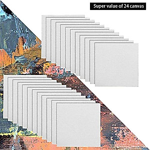 Dele 24 Pack Mini Canvas Panels 4x4 Artist Canvas Boards, Double-Wrapped Acid Free Small Art Canvas Value Pack for Oil & Acrylic Painting.