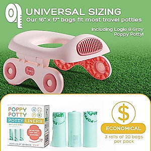 60 Portable Potty Bags - Oxo Potty Refill Bags - Potty Liners for Portable Potty - Travel Potty Bags for Portable Toilet - Disposable Potty Liners for Toddlers - Nature Kind Toddler Potty Chair Liners