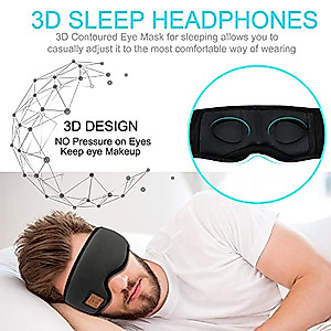 MOITA Sleep Headphones Bluetooth Sleep Mask, 3D Sleeping Eye Mask with Built-in Sponge Speakers, Wireless Bluetooth Headphones Sleep Mask for Sleeping, Napping, Travelling, Yoga, Meditation (Black)