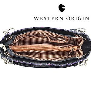 Camouflage Cross Wings Western Style Concealed Carry Purse Country Handbag Women Shoulder Bag Wallet Set (Purple Set)