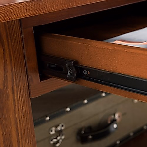 Leick Home 8204 Mission Impeccable Coffee Table for Living Room, Two Drawers and Shelf, Made with Solid Wood, Medium Oak Finish