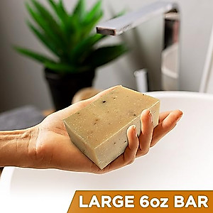 Organic Turmeric Soap with Clove Bud (Large 6 Ounce) - Long Lasting Rich Creamy Lather - Face & Body Wash Bar - Bright Beautiful Natural Glowing Skin