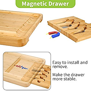 Secura Cheese Board Set, Bamboo Charcuterie Board Meat Platter Serving Tray and Knife Set with 2 Ceramic Bowls, Gift for Mother's Day Easter Thanksgiving Christmas Housewarming Wedding Anniversary