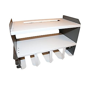 MTSpaceBaby's Power Tool Organizer Drill Holder Wall Hung Garage Mount Tool Shelf Bit Holder Double Shelf Saw Holder Charging Station Work Site Storage Box, Grey and white (MT01)