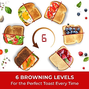 Mueller UltraToast Full Stainless Steel Toaster 4 Slice, Long Extra-Wide Slots with Removable Tray, Cancel/Defrost/Reheat Functions, 6 Browning Levels with LED Display