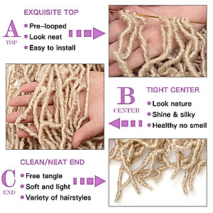 ZRQ 24 Inch 613 Soft Locs Blonde Faux Locs Crochet Braids Hair,6 Packs Pre-looped Blonde Goddess Locs Afro Roots 613 FauxLoc Dreadlocks Extended Soft loc For Woman 613#