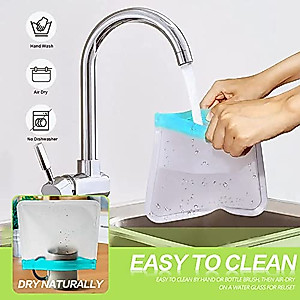 16 Pack Reusable Food Storage Bags BPA FREE,Leakproof Silicone Freezer Bags for Lunch Marinate Food Travel - 4 Gallon 6 Sandwich 6 Snack Bags