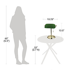 Catalina 13.5" Traditional Bankers Desk Lamp with Glass Shade, Green