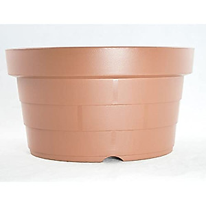 1 Pcs Heavy Duty Round Tan Plastic Bonsai Training Pot 8.25"x 8.25"x 4.5"