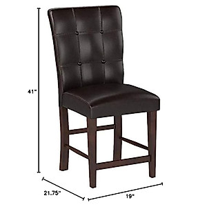 Homelegance Decatur PU Leather Counter Height Chair (Set of 2), Dark Brown
