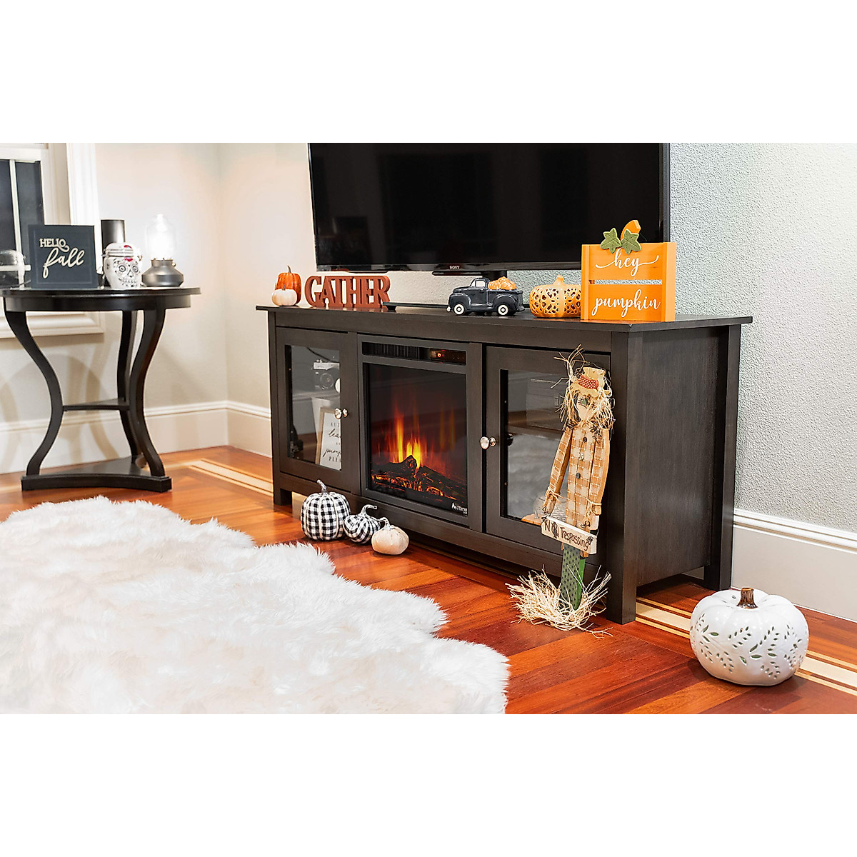 e-Flame USA Montana 19"x18" LED Electric Fireplace Stove Insert with Remote - 3D Logs and Fire (Black)