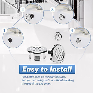 MroMax 6Pcs Sink Basin Trim Overflow Cover Plastic Kitchen Sink Cap Round Mesh Shape Insert in Hole Cover Remplacement for Bathroom Vessel Kitchen Basin Vanity Sink Silver