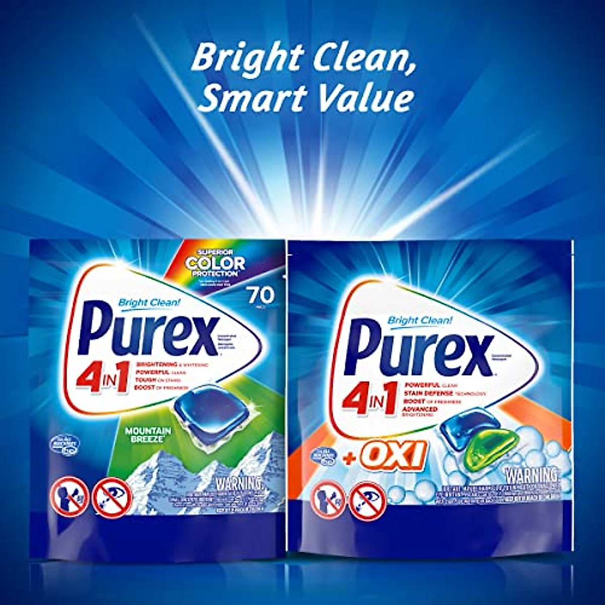 Purex 4-in-1 Laundry Detergent Pacs, Mountain Breeze, 70 Count