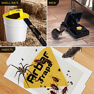 Arber Traps Bucket Lid Mouse Trap, Fits on 5 Gallon + 12 Pcs Sticky Mouse Traps Glue + 6 Pcs Spring Snap Traps for Mice - Multi Catch Humane Mouse Trap for Indoor and Outdoor Used