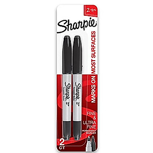 SHARPIE 32162PP Twin Tip Permanent Markers, Fine and Ultra Fine, Black, 2 Count