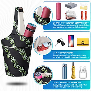 Sweatcessful Yoga Mat Bag - Fits Most Size Mats - Holds More Yoga Accessories - Extra-Large, Multi-Functional Tote With Pockets - Wide, Adjustable Shoulder Strap
