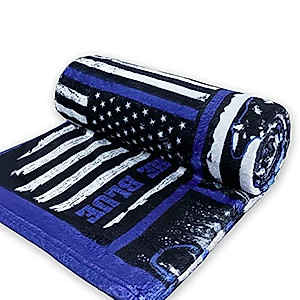 Police Blanket Flannel Throw Blanket Retirement for Dad Husband Son Boyfriend Convenient Comfortable All Seasons Super Soft Bed Sofa Couch Foldable Unisex 130x150 Blue 50x60