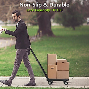 Folding Hand Truck Dolly, Lightweight Dolly Luggage Cart Foldable with 4 Rotate Wheels, Utility Cart with Adjustable Handle,Collapsible Dolly for Moving Travel Shopping Office Airport