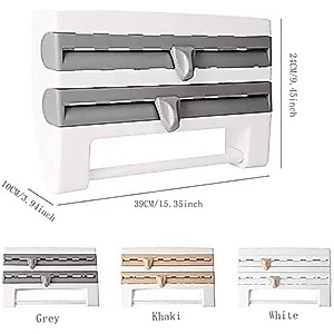 Multifunctional Storage Cutting Rack,4-in-1 Wall-Mount Sauce Bottle Storage Holder, Multi-Function Kitchen Plastic Wrap Cling Film Foil Dispenser with Spice Rack, Household Kitchen Tool Rack