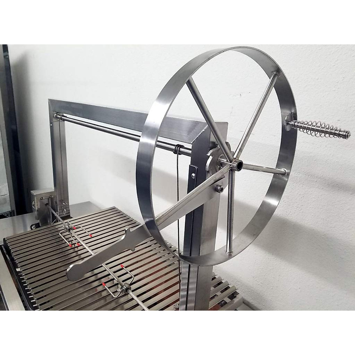 Charcoal Outdoor BBQ, Stainless Steel #430 Body and #304 Grates, Rotisserie Parrilla Santa Maria/Argentine Grill Spit