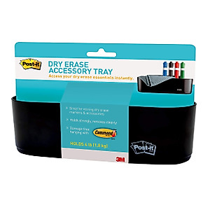 Post-it Dry Erase Accessory Tray, 8.5 X 3 X 5.25, Black