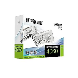 Zotac Gaming GeForce RTX 4060 8GB Twin Edge OC White Edition DLSS 3 8GB GDDR6 128-bit 17 Gbps PCIE 4.0 Compact Gaming Graphics Card, Spectra RGB Lighting, ZT-D40600Q-10M
