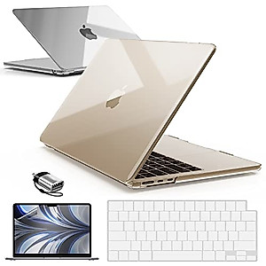 IBENZER Compatible with M2 2023 2022 MacBook Air 13 inch case, Model A2681, Hard Shell Case & Keyboard Cover & Screen Film& Type-C Adapter for New M2 Mac Air 13.6 in, Crystal Clear, AT13-KK-CYCL+2TC