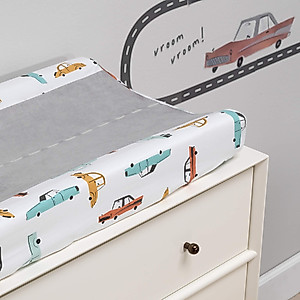 Lambs & Ivy Baby Car Tunes Soft Gray Changing Pad Cover - Transportation