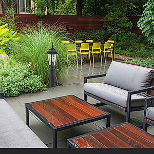 GRUENLICH Outdoor Post Lighting Fixture Pole Lantern, E26 Medium Base Max 60W, Aluminum Housing Plus Glass, Bulb Not Included, Black Finish, 1 Pack