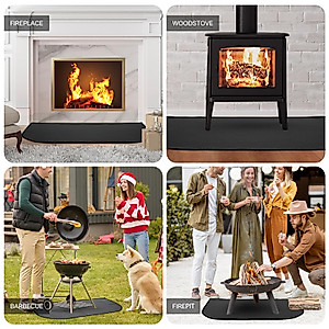 Fireplace Rugs Fire Resistant - 20 X 40Inch Half Round Fire-proof Hearth Blanket Mat Carpet Protector for in Front of Fireplace for Wood Buring Stove, Decks, Indoor, Outdoor, Fire Pit, Grill & Floor