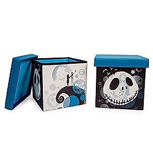 Disney The Nightmare Before Christmas Jack & Sally 15-Inch Storage Bin Cube Organizers, Set of 2 | Fabric Basket Container, Cubby Closet Organizer, Home Decor for Playroom | Gifts and Collectibles
