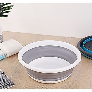 Collapsible Portable Wash Basin Dishpan 5L Kitchen Dish Pans Washing Basin Foldable Wash Dish Tub for Camping Supplies, Marine, Camper Accessories for Travel Trailers (Gray)