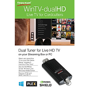 Hauppauge 1657 WinTV-dualHD Cordcutter Dual USB 2.0 TV Tuner for Nvidia Shield and Windows PC