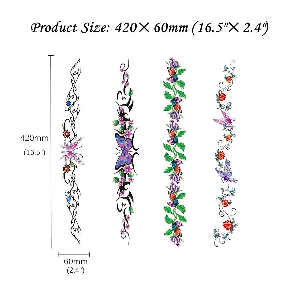 CARGEN Sexy Flower Temporary Tattoos - 10 Sheets Realistic Sexy Flowers Vine Butterfly Long Back Sleeves Tattoos for Women Girls Makeup Fake Tattoo Great for Waist Belly Back Spine Arm Leg Collarbone