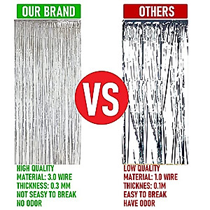 Dazzle Bright Backdrop Curtain, 3FT x 8FT Metallic Tinsel Foil Fringe Curtains Photo Booth Background for Baby Shower Party Birthday Wedding Engagement Bridal Shower (2, Silver)