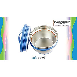 Kid Basix Safe Bowl, Reusable Stainless Steel Lunchbox Container for Adults, Thermos for Hot & Cold Food Storage, Dishwasher Safe, 16oz Teal