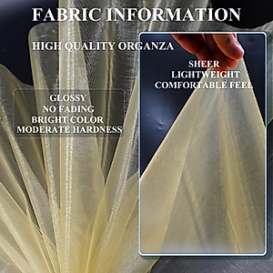 Gold Tulle Crystal Organza Fabric Rolls 12 Inch by 50 Yards (150 feet) Sheer Fabric for Christmas Decoration DIY Tutu Bow Baby Shower Birthday Party Wedding Craft Supplies