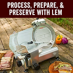 LEM Products BigBite 12 Inch Cast Aluminum Electric Meat Slicer Machine with Built-In Sharpener, Silver
