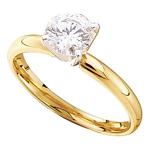 Dazzlingrock Collection 14kt Yellow Gold Womens Round Diamond Solitaire Bridal Wedding Engagement Ring 1/4 ctw