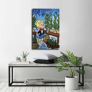 ALEC-Monopolys Graffiti Money Tree Canvas Art Poster and Wall Art Picture Print Modern Family Bedroom Decor Posters 12x18inch(30x45cm)