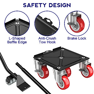Tyware Furniture Movers, Furniture Dolly, Furniture Movers with 5 Wheels, Carbon Steel Panel Heavy Duty Dolly, Furniture Lifter with 5 360° Rotatable Rubber Universal Wheels, Maximum Load 3747LBS