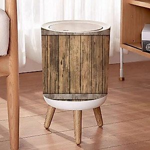 LGCZNWDFHTZ Small Trash Can with Lid for Bathroom Kitchen Office Diaper Barrel Wood Background Bedroom Garbage Trash Bin Dog Proof Waste Basket Cute Decorative