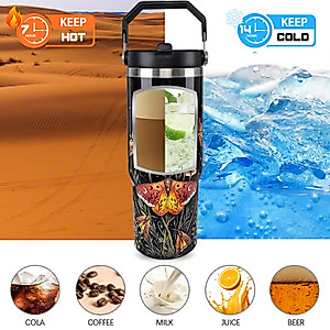 Unyopsa Mushroom Tumbler with Handle 30oz Vacuum Insulated Mushroom Cup with Lid and Straw Mushroom Gifts for Women Men