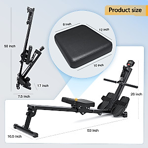 Rowing Machine for Home Use, Rowing Machine Rower for Full Body Exercise Cardio Workout with LCD Monitor & Comfortable Seat Cushion, Quiet & Smooth t-2023 Revolution New Row Machine (Black)