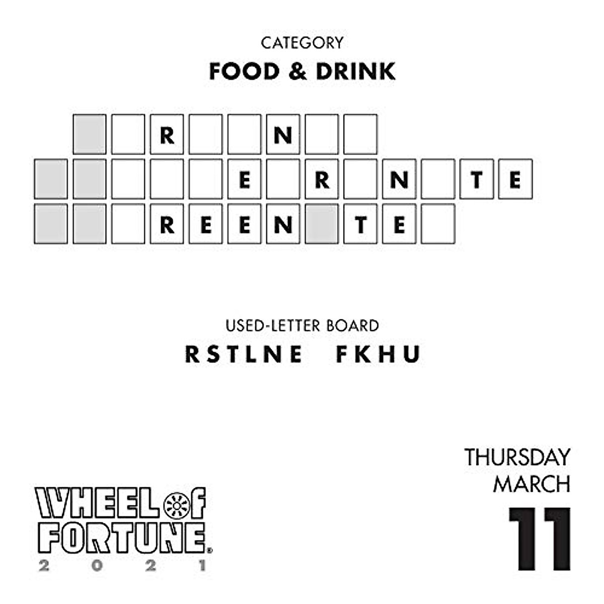 Wheel of Fortune 2021 Day-to-Day Calendar