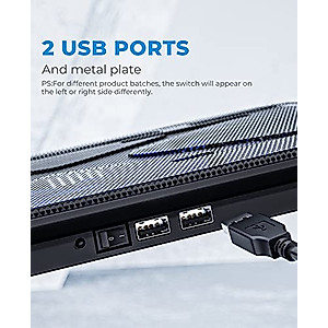 havit HV-F2056 15.6"-17" Laptop Cooler Cooling Pad - Slim Portable USB Powered (3 Fans), Black/Blue