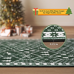 Seavish Christmas Front Door Mat 2x3 Green Bathroom Rug Low Pile Kitchen Rugs Non Slip Xmas Throw Rugs with Rubber Backing Washable Indoor Doormat Small Soft Decor Rugs for Entryway Porch Bedroom