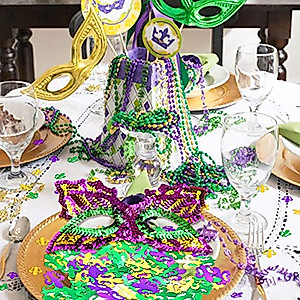 Mardi Gras Decorations Set for Fat Tuesday Private Party Masquerade Mask, De Lis Confetti and Paper Decorations